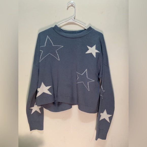 moon & madison | Sweaters | Moon Madison Blue Sweater W White Stars ...